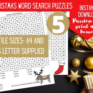 Christmas Word Search PRINTABLE- Digital Download 5 Christmas Word ...