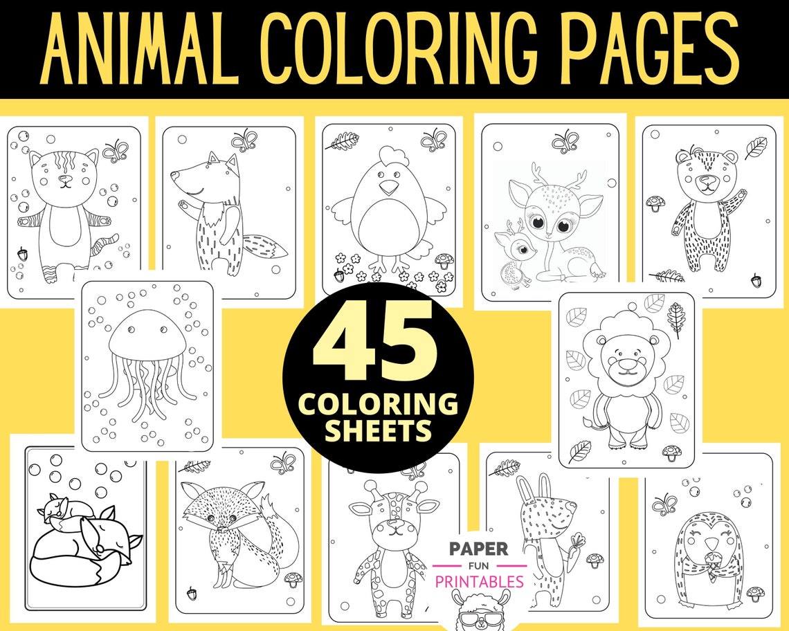 Animal Coloring Pages : 45 Animals to Color Printable | Etsy
