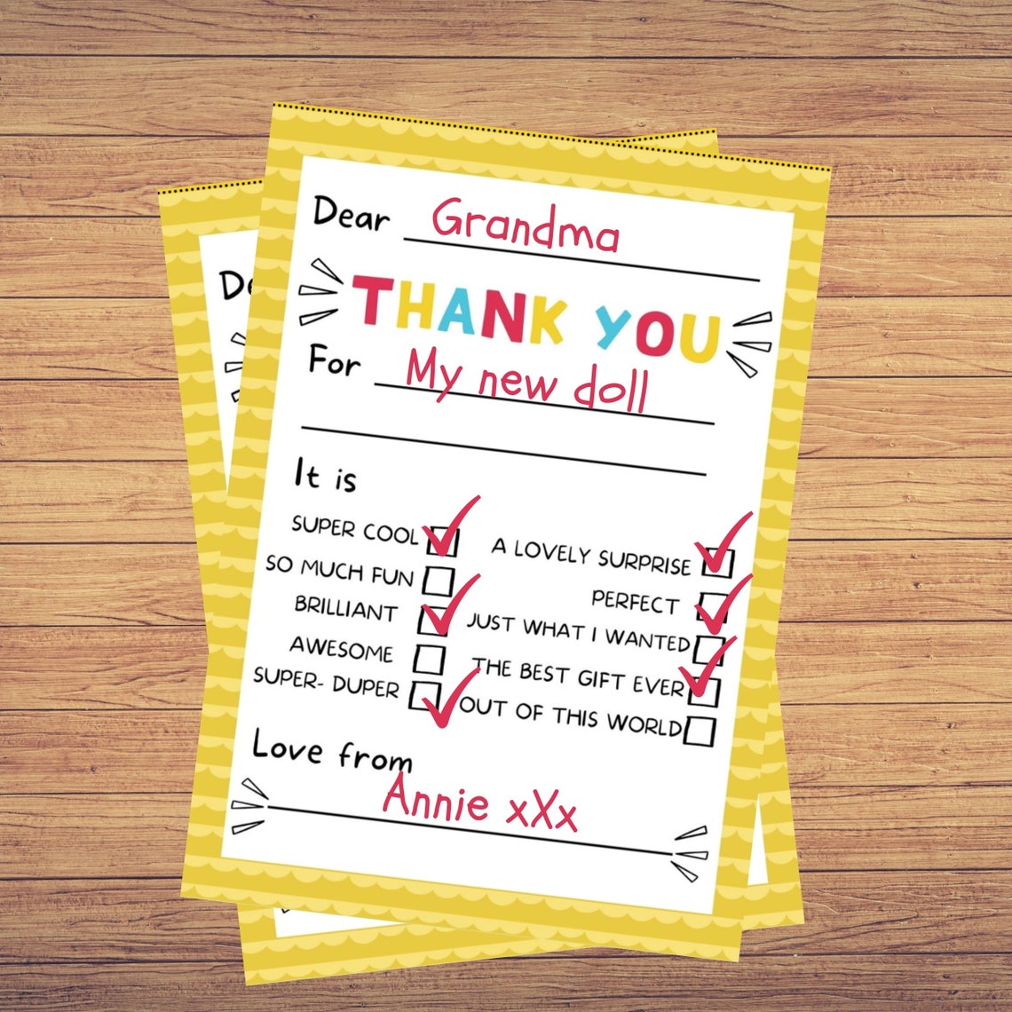 PRINTABLE Thank You Cards for Kids Fill in the Blanks Thank | Etsy