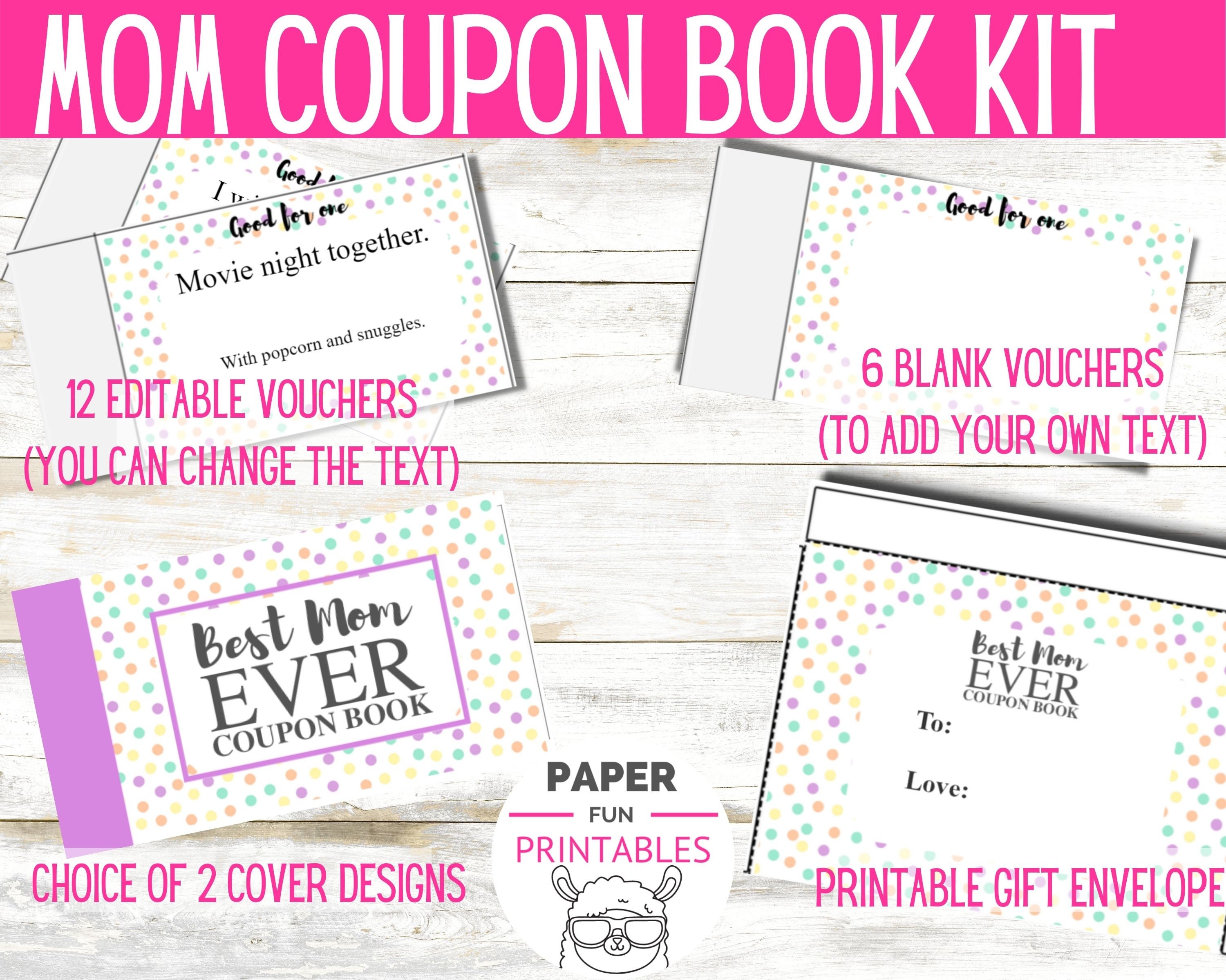Mother's Day Gift : Mother's Day Coupon Book Gift for Mom. DIY Mother's ...