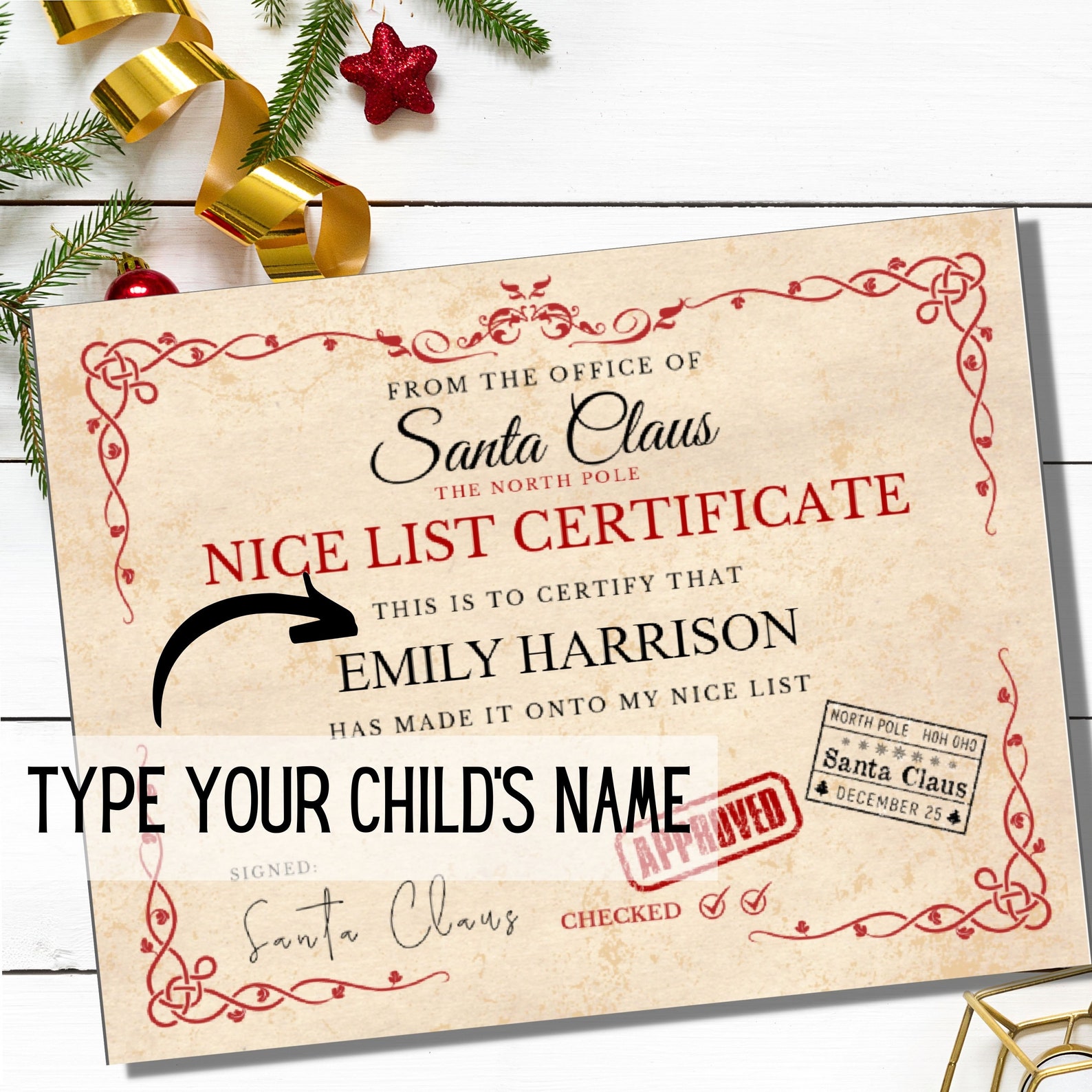 Santa Letter. Letter From Santa, Nice List Certificate, Christmas ...