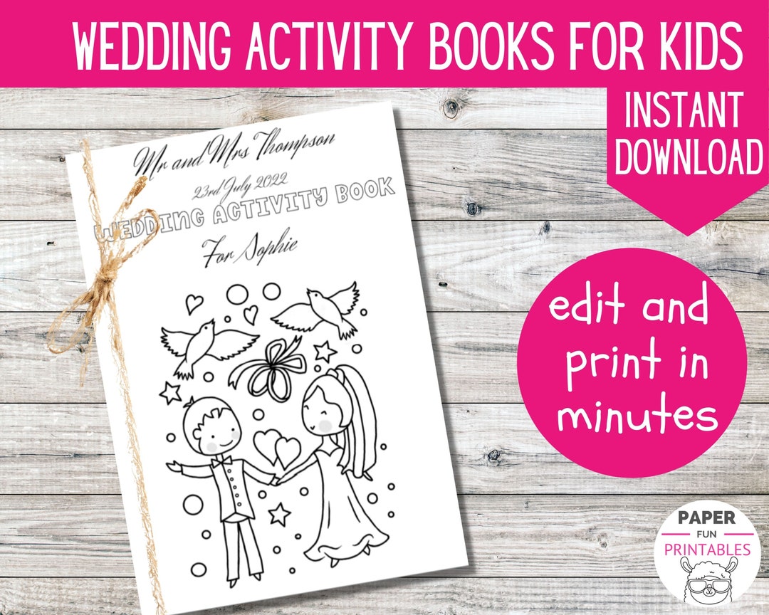 Wedding Activity Book for Kids | INSTANT DOWNLOAD| Personalised Wedding ...