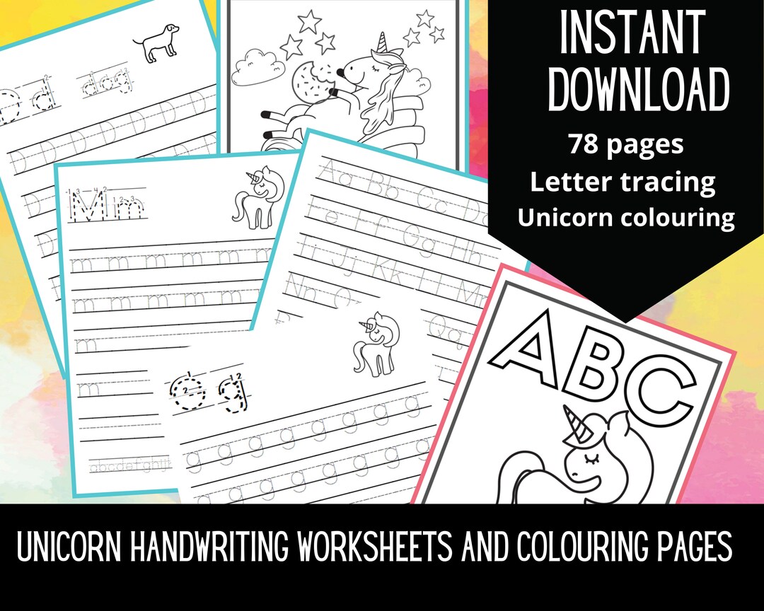 Unicorn ABC Letter Tracing Writing Worksheet. Learn to Write the ...