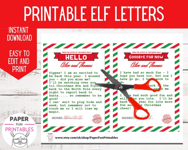 Elf Letter Bundle- Elf Arrival Letter, Elf Goodbye Letter and Editable ...