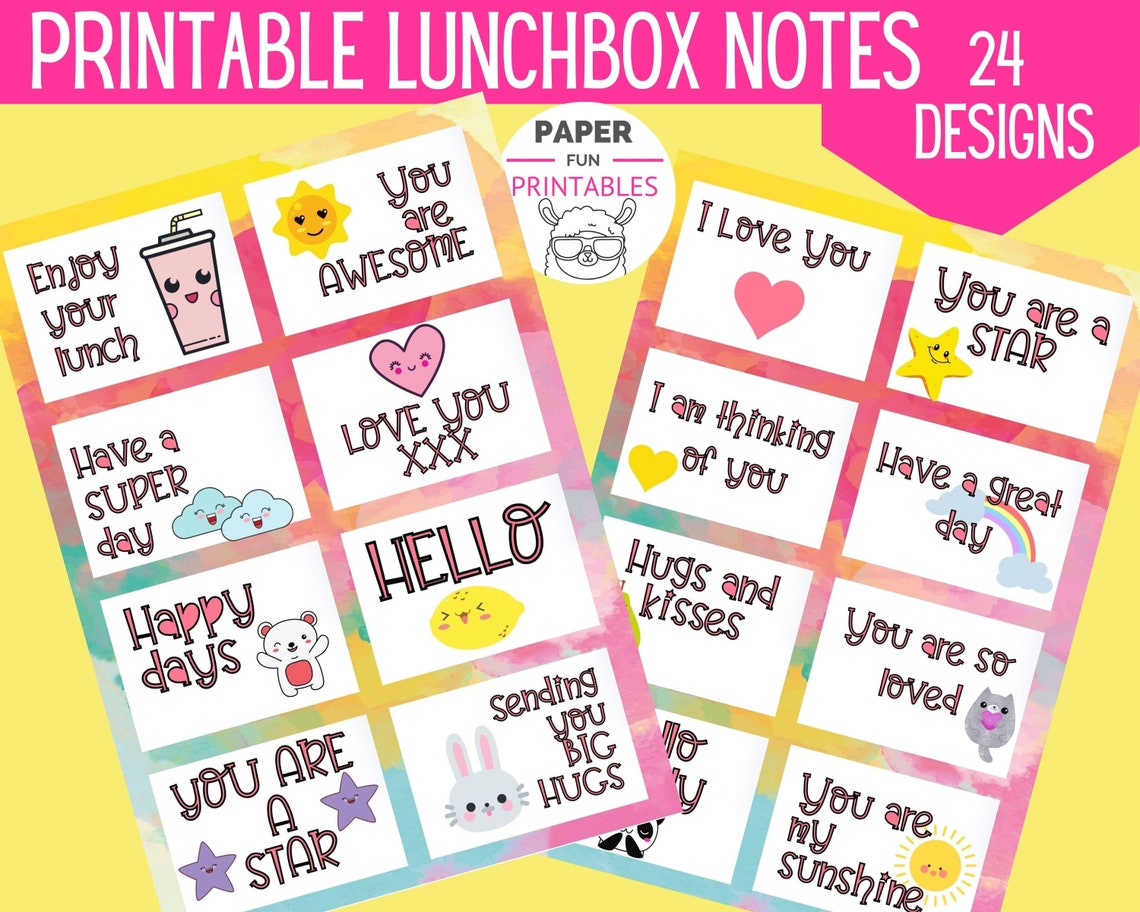 PRINTABLE Lunch Box Cards | Back to School Lunch Notes for Kids ...