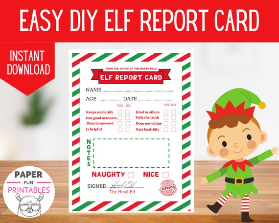 Elf Report Nice List Printable Elf Report Editable Elf | Etsy