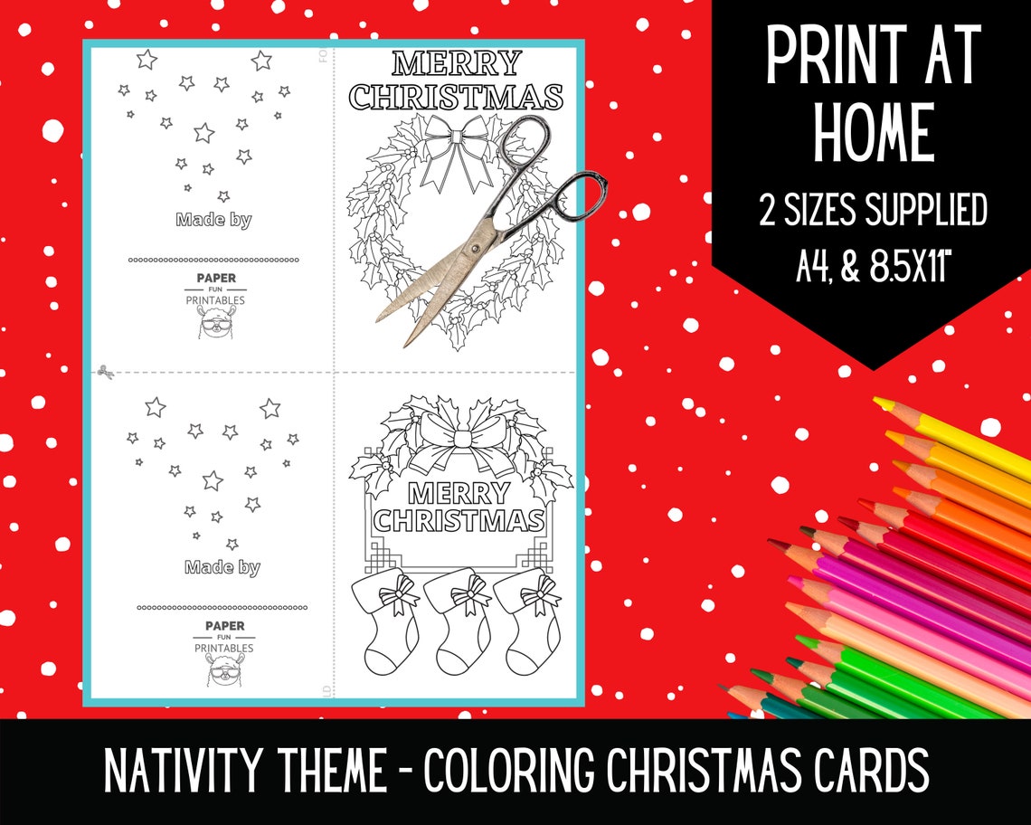 PRINTABLE Colouring Christmas Cards DIGITAL DOWNLOAD | Etsy