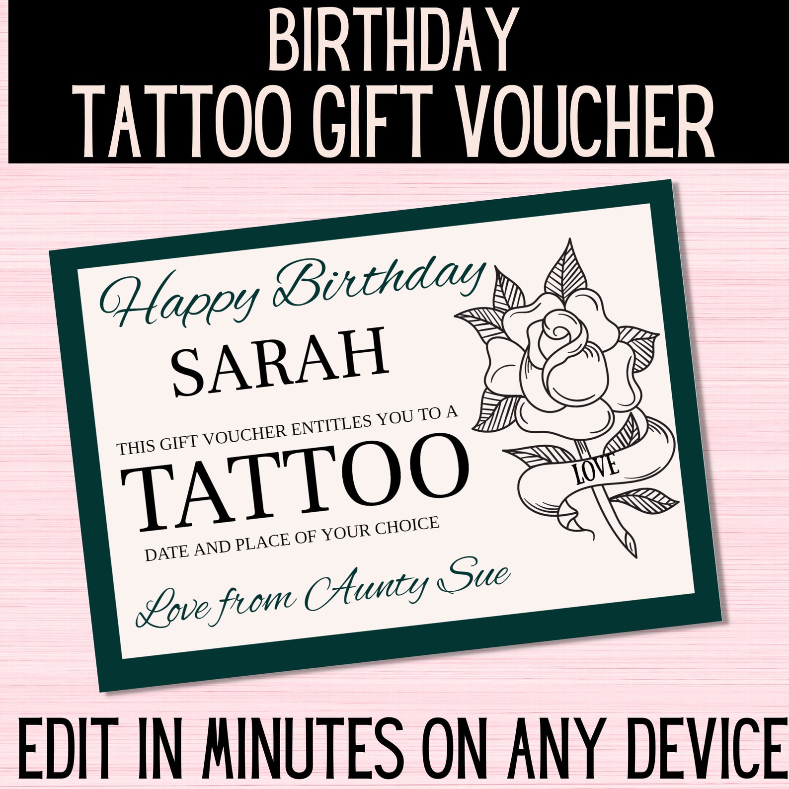 Tattoo Gift Voucher Template for Her : Get Inked Tattoo Voucher ...