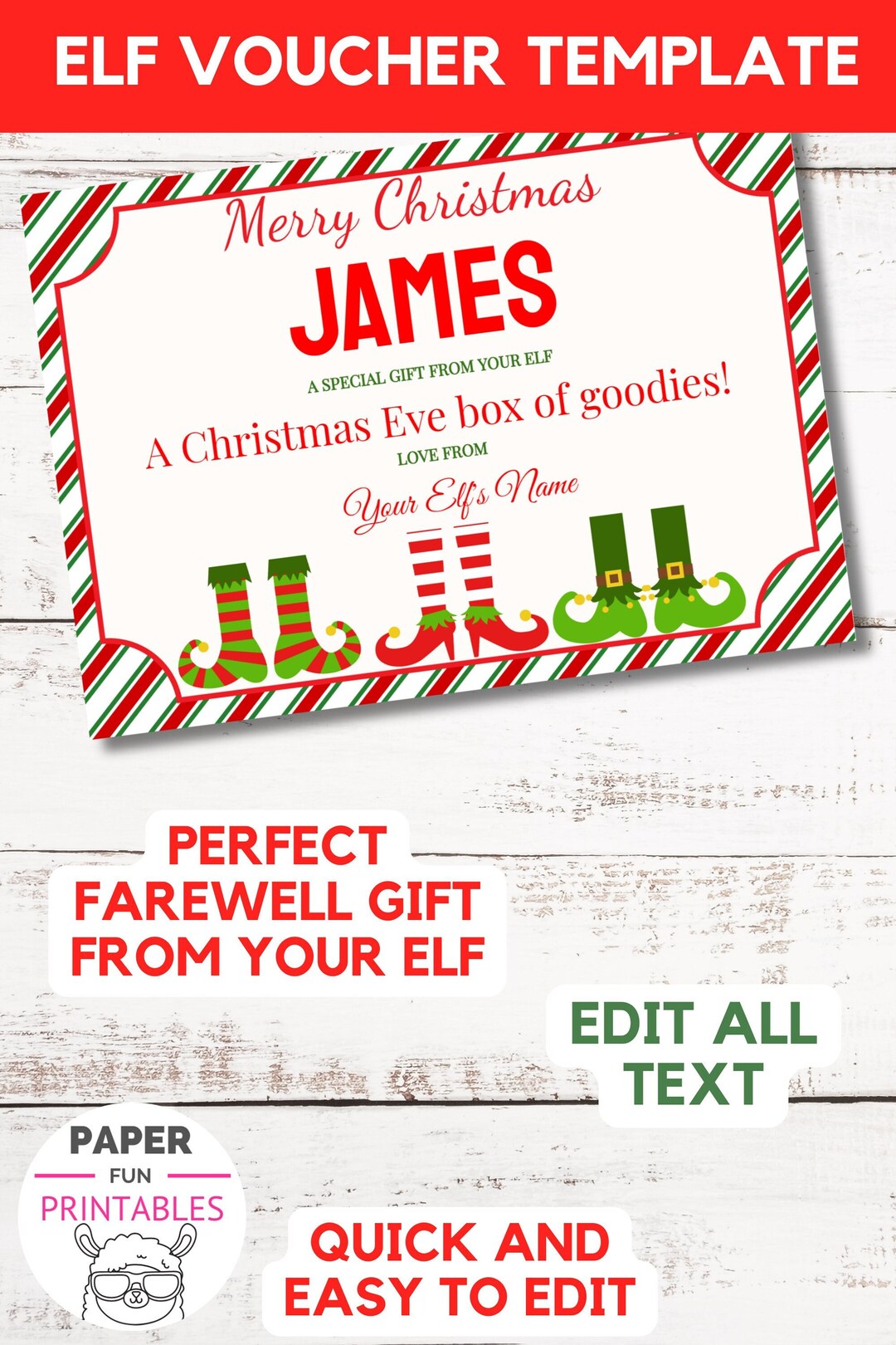 Elf Voucher Template for Kids - Printable Elf IOU Gift Card - Last ...