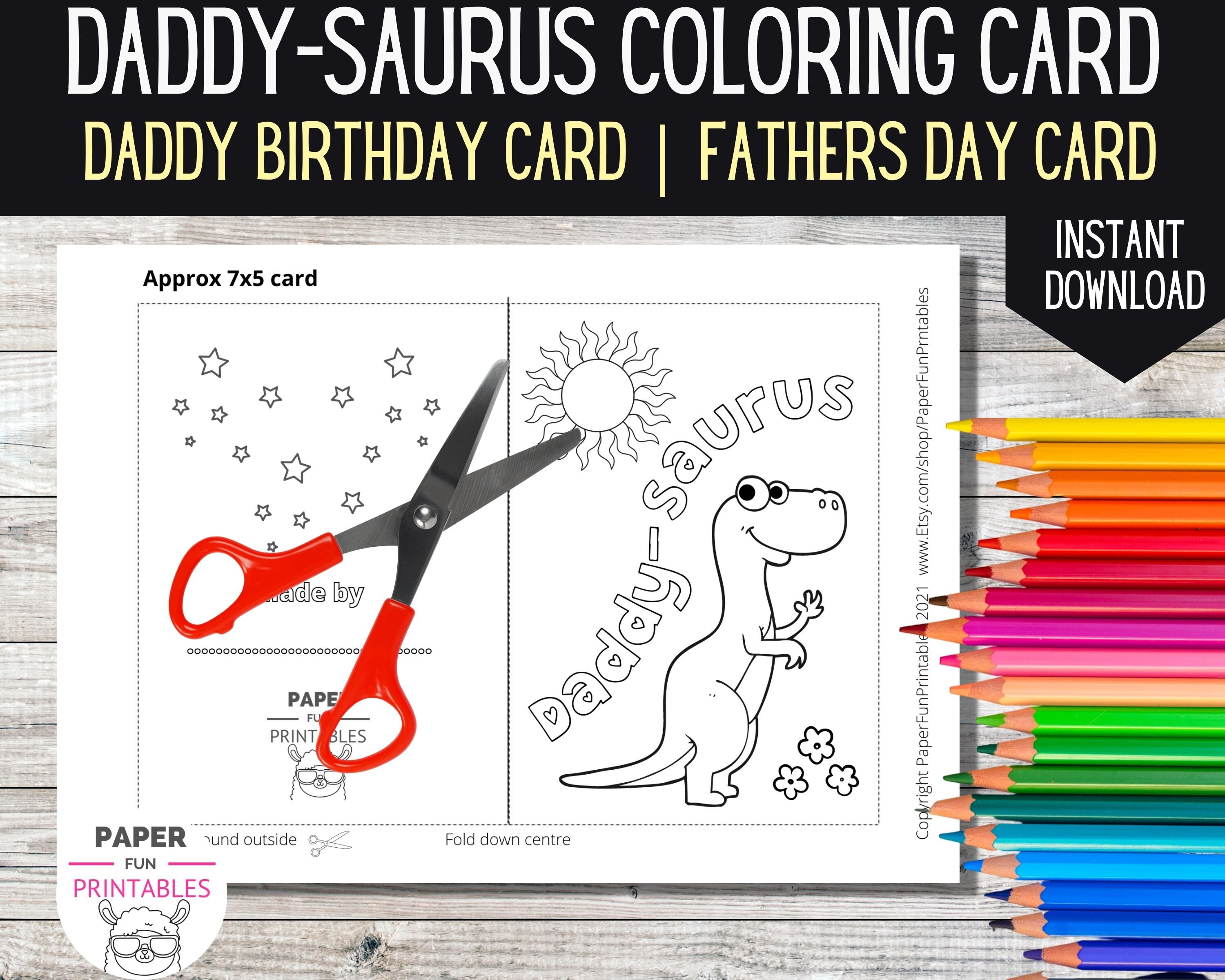 PRINTABLE Coloring Card for Daddy. Color in Father's Day Card or ...