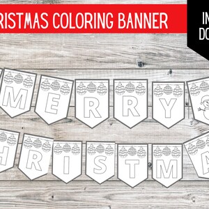 Printable Christmas Banner, Kids Christmas Activity. Merry Xmas Bunting ...