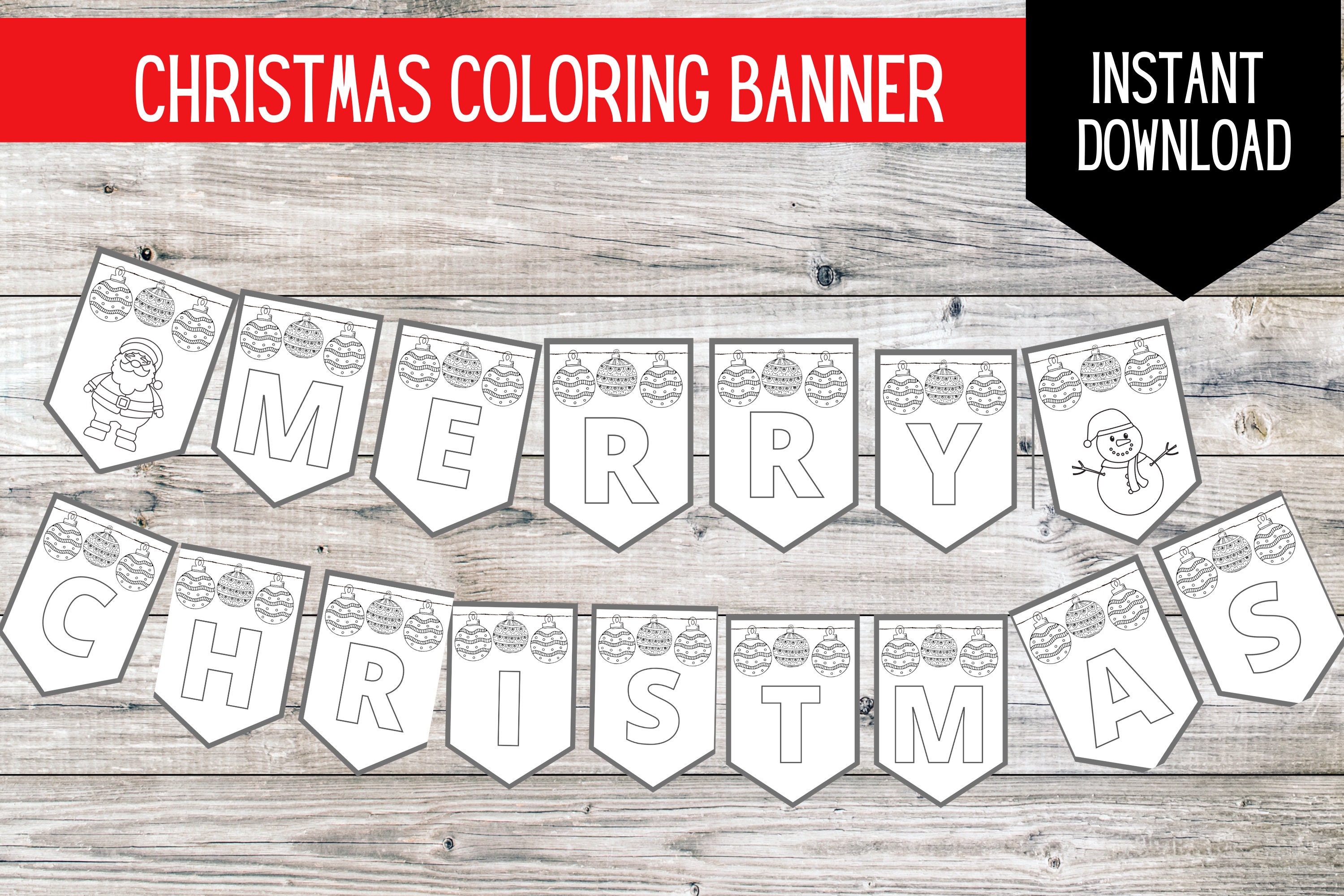 Printable Christmas Banner, Kids Christmas Activity. Merry Xmas Bunting ...