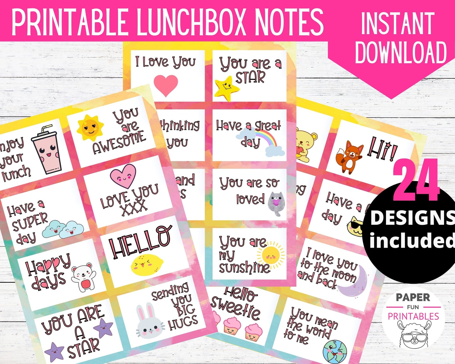 PRINTABLE Lunch Box Cards | Back to School Lunch Notes for Kids ...