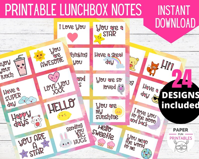 PRINTABLE Lunch Box Cards | Back to School Lunch Notes for Kids ...