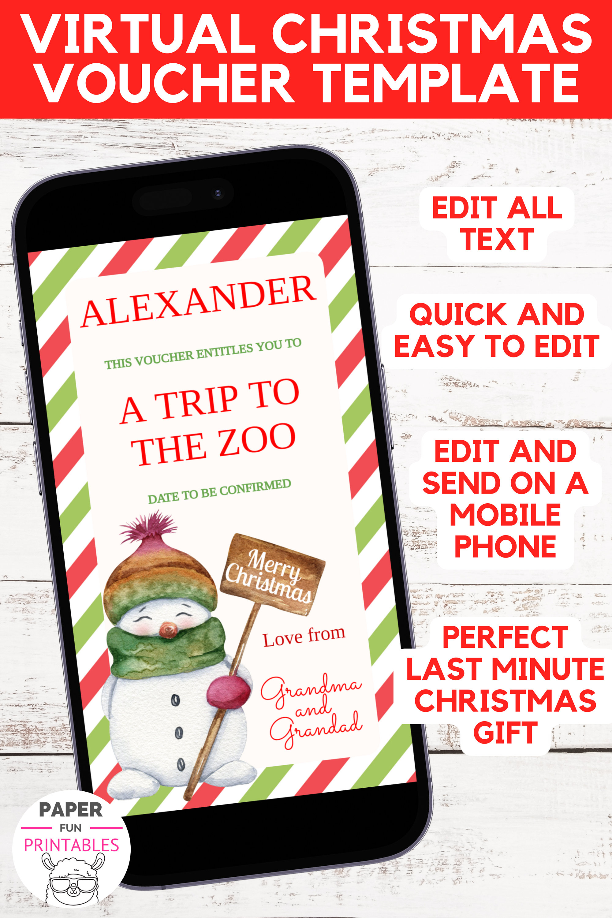 Christmas Gift Voucher Template. SMS Gift Voucher Christmas Text Gift ...