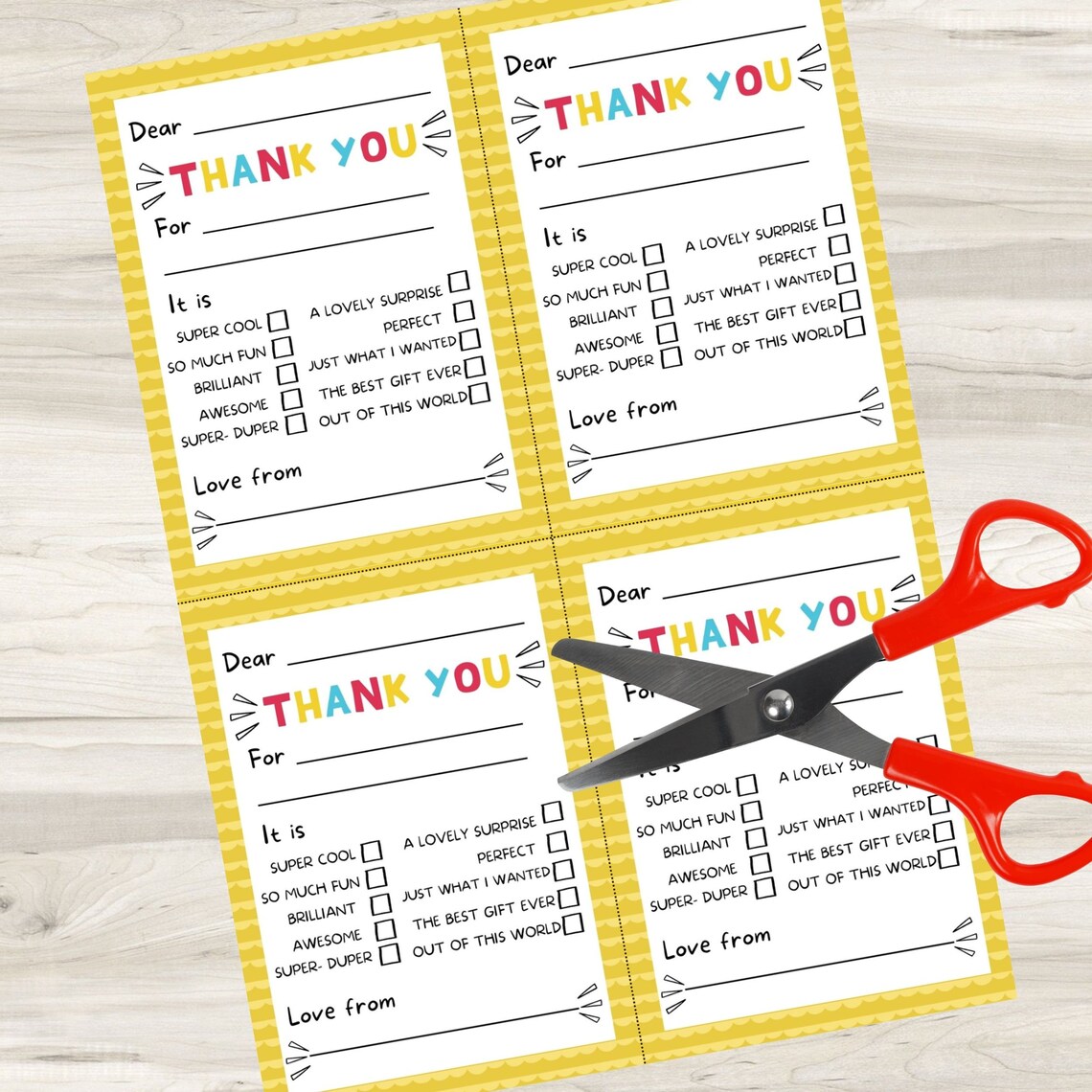 PRINTABLE Thank You Cards for Kids Fill in the Blanks Thank | Etsy