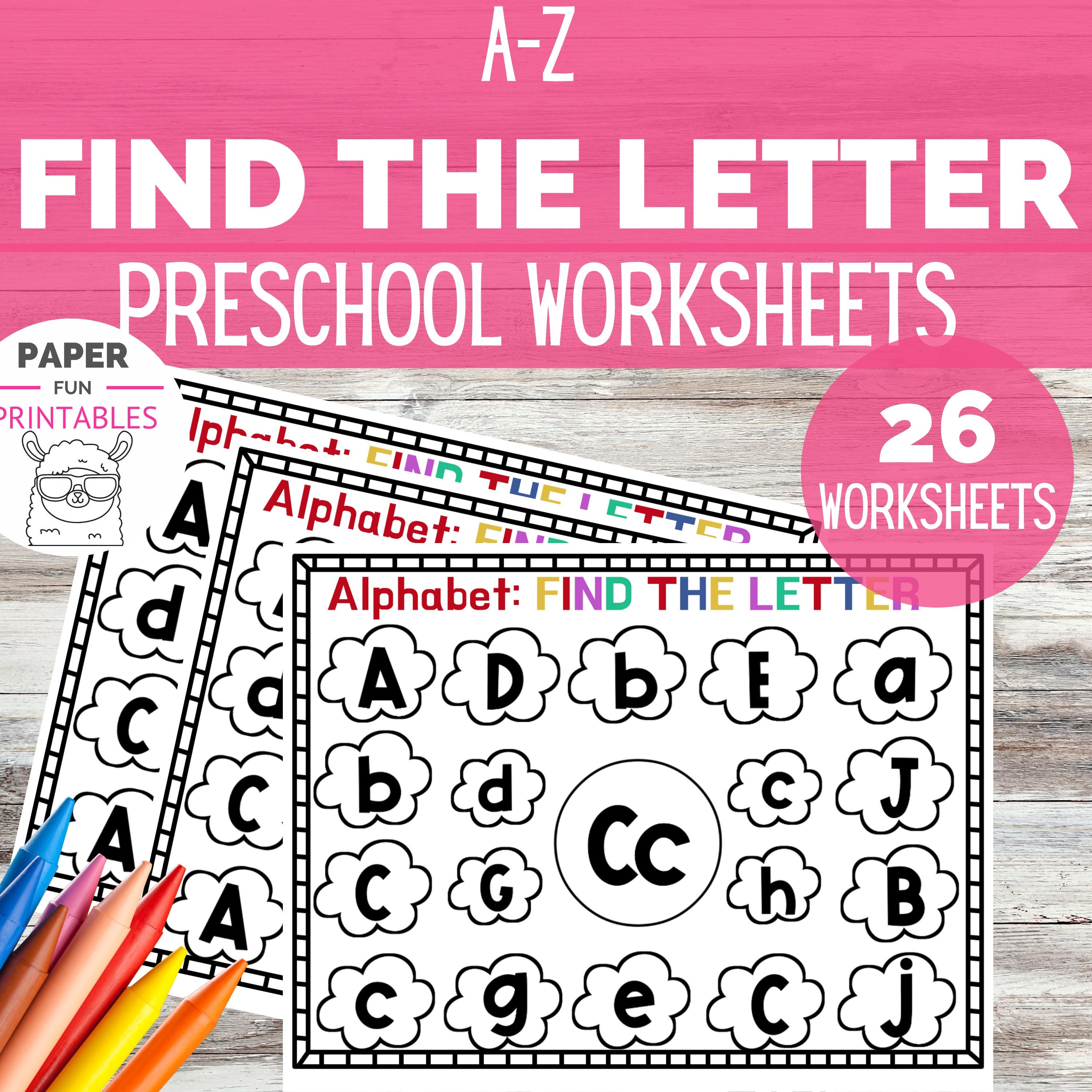 Preschool Worksheet Find the Letter ABC Worksheets Learn Upper Case and ...