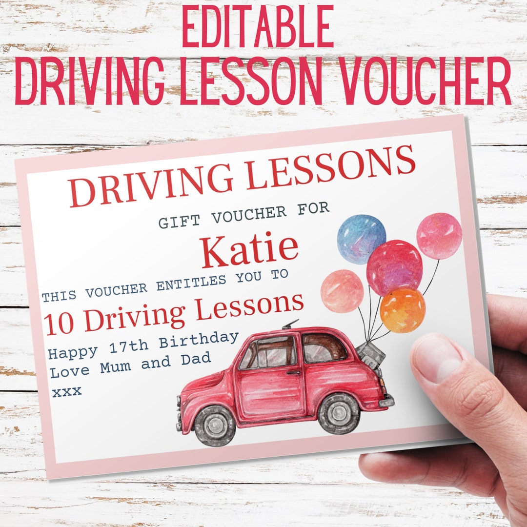 Driving Lessons Voucher Template : Driving Lesson Gift Editable Voucher ...