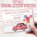 Driving Lessons Voucher Template : Driving Lesson Gift Editable Voucher ...