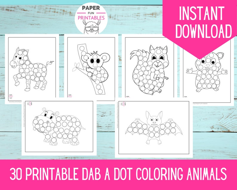 Dot Marker Coloring Page Animal Dab a Dot Dot Marker - Etsy