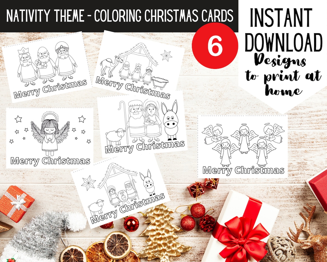 PRINTABLE Colouring Christmas Cards DIGITAL DOWNLOAD - Etsy