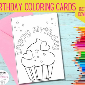 BIRTHDAY Coloring Card | Color Your Own DIY Happy Birthday Card ...