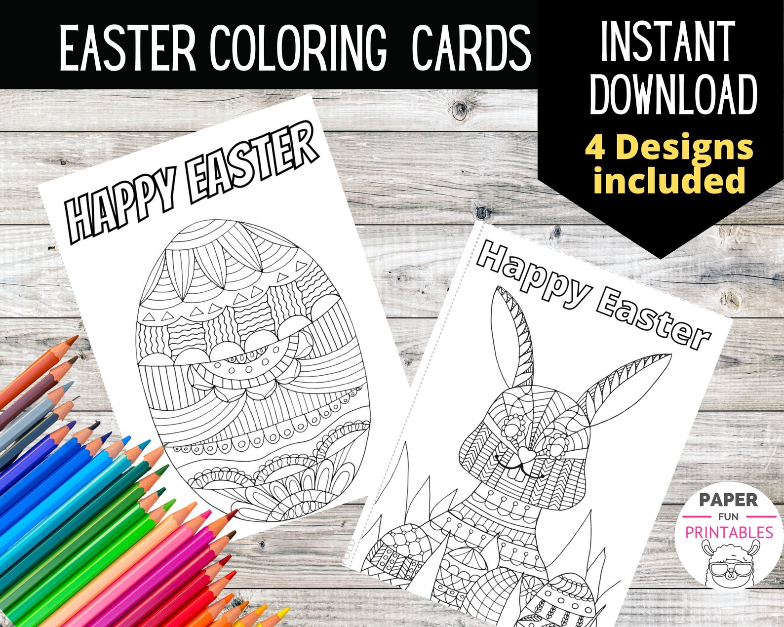 EASTER Coloring Cards. DIY Easter Card, Kids' Easter Coloring PDF ...