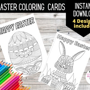 EASTER Coloring Cards. DIY Easter Card, Kids' Easter Coloring PDF ...