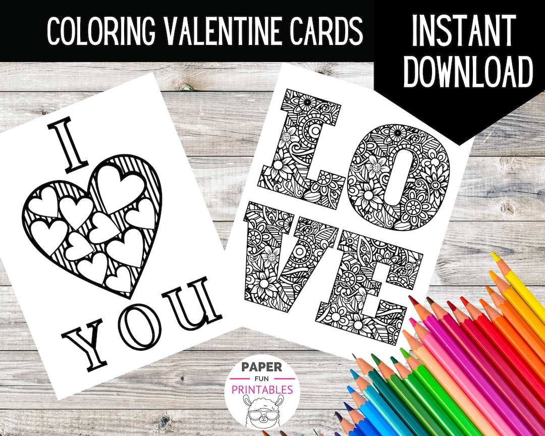 LOVE Coloring Card | DIY Valentine Card | Kids' Mandala Coloring Card ...