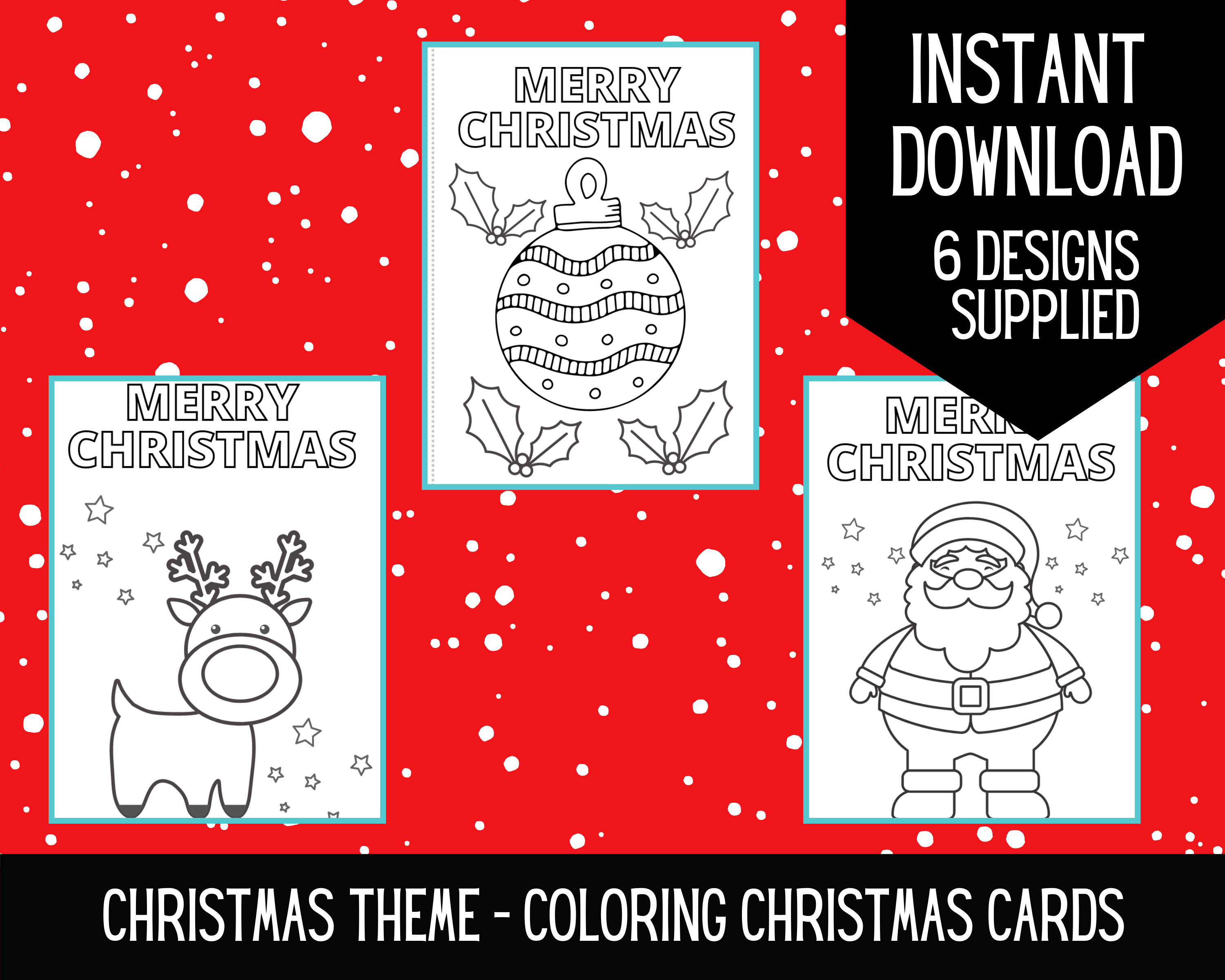 PRINTABLE Colouring Christmas Cards DIGITAL DOWNLOAD | Etsy