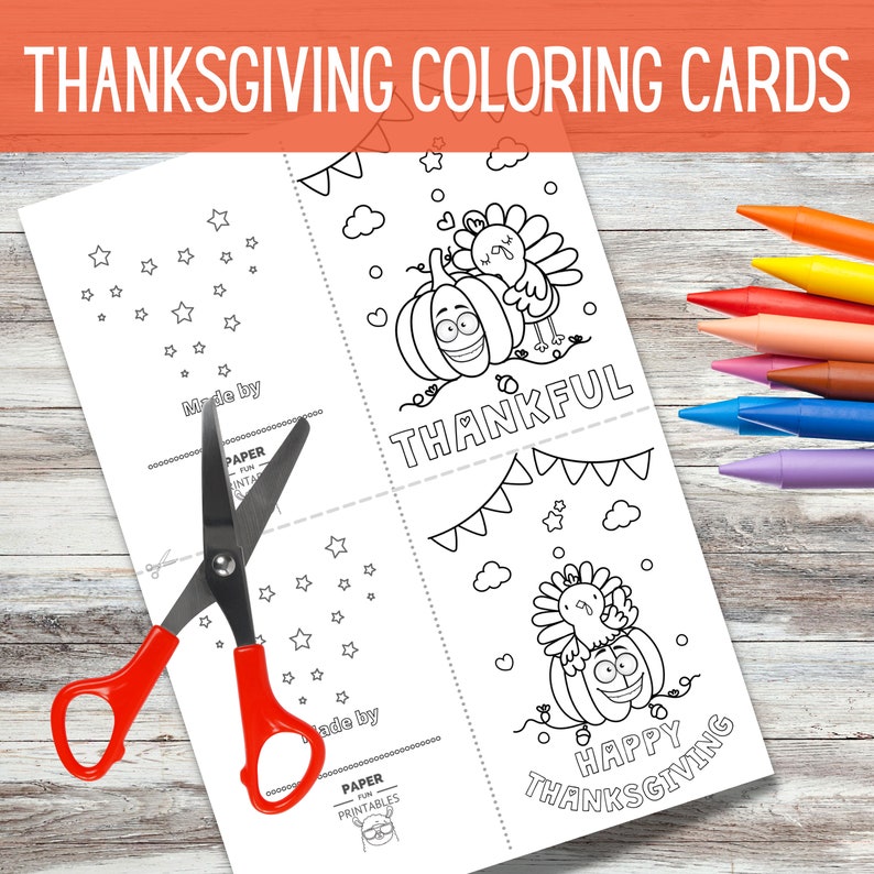 Thanksgiving Coloring Cards | DIY Thanksgiving Card DIGITAL DOWNLOAD ...