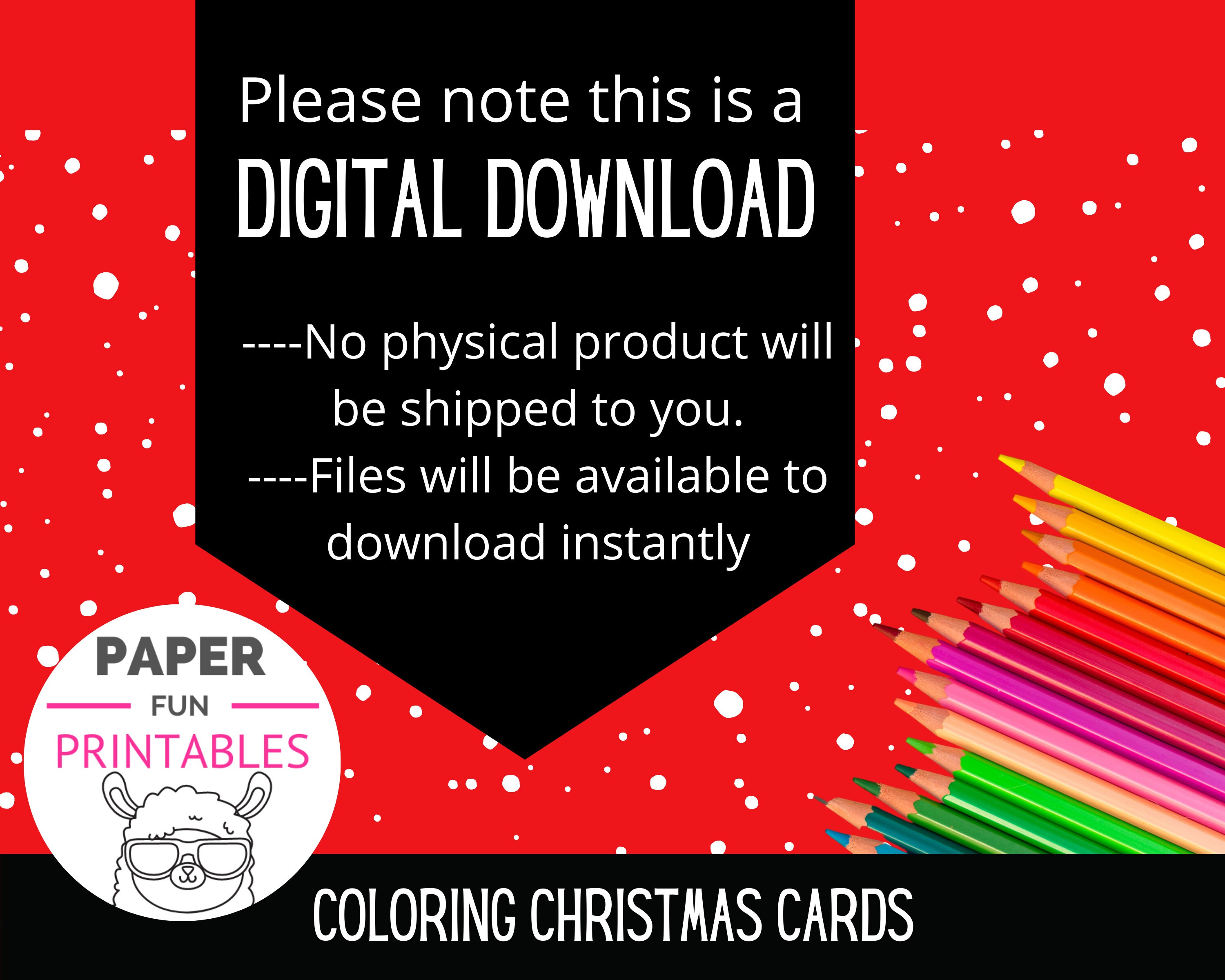 PRINTABLE Colouring Christmas Cards DIGITAL DOWNLOAD | Etsy