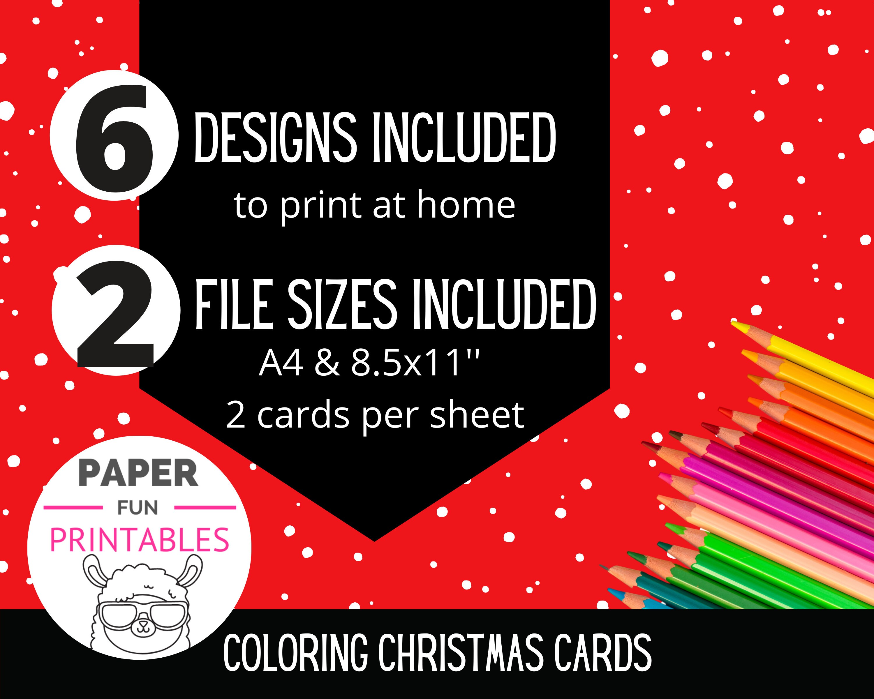 PRINTABLE Colouring Christmas Cards DIGITAL DOWNLOAD - Etsy