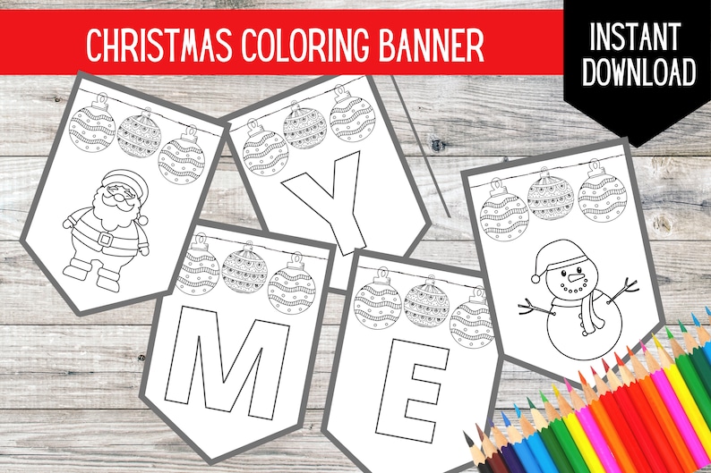 Printable Christmas Banner, Kids Christmas Activity. Merry Xmas Bunting ...