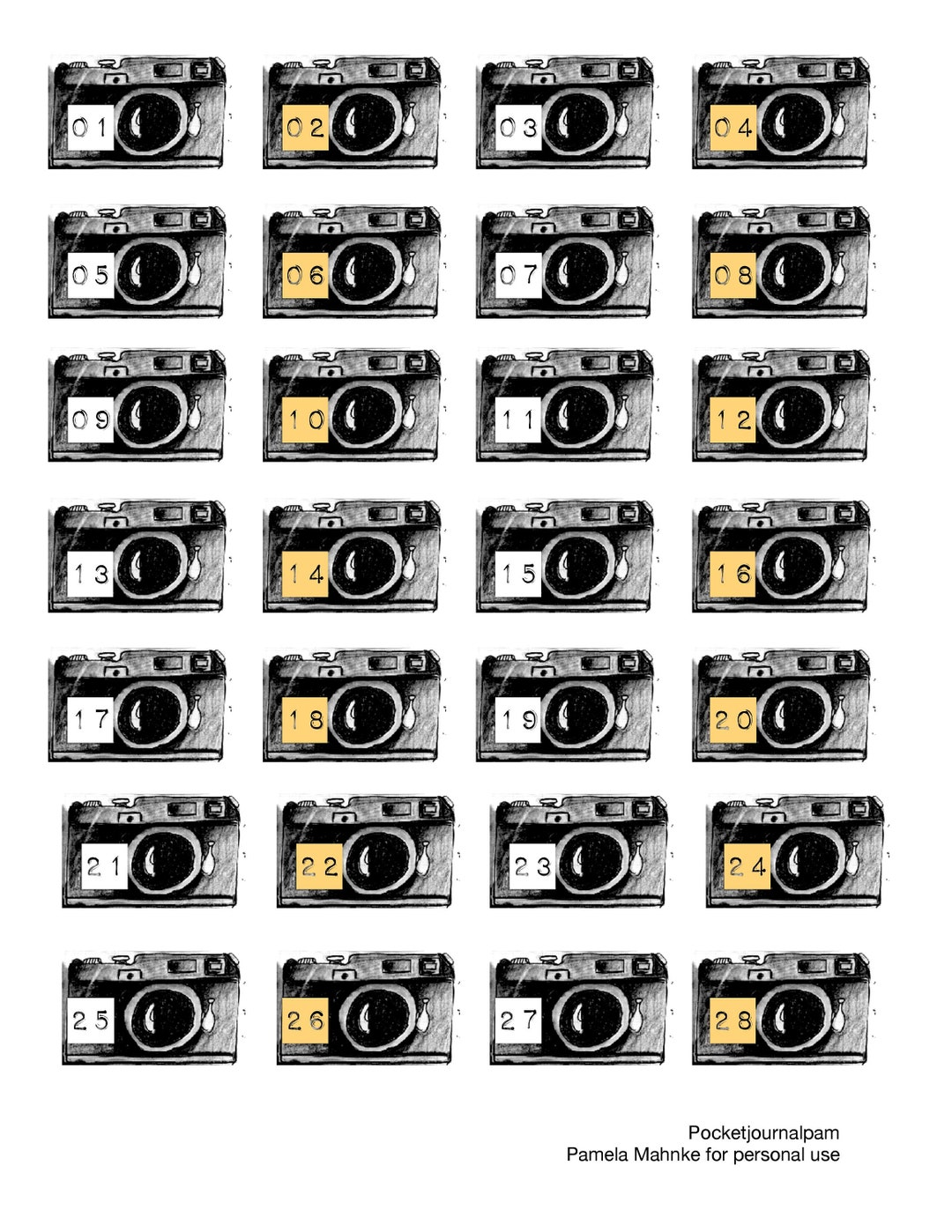 Date Numbers Camera Numbers Collage Sheet Digital Download, Ephemera ...