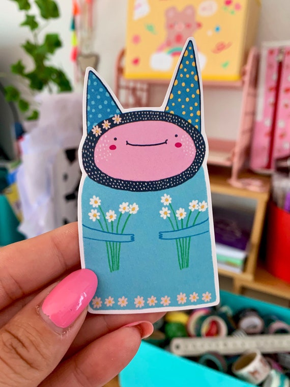 Flower Friend Illustrated Sticker floral Sticker for Planner - Etsy