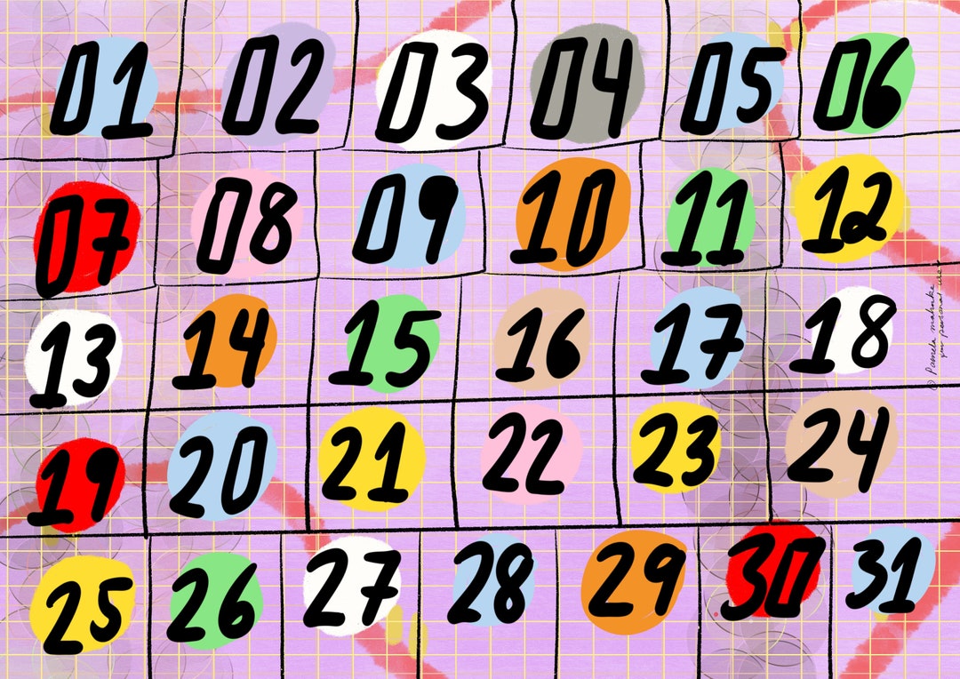 Hoja de collage de números coloridos grandes Descarga digital - Etsy México