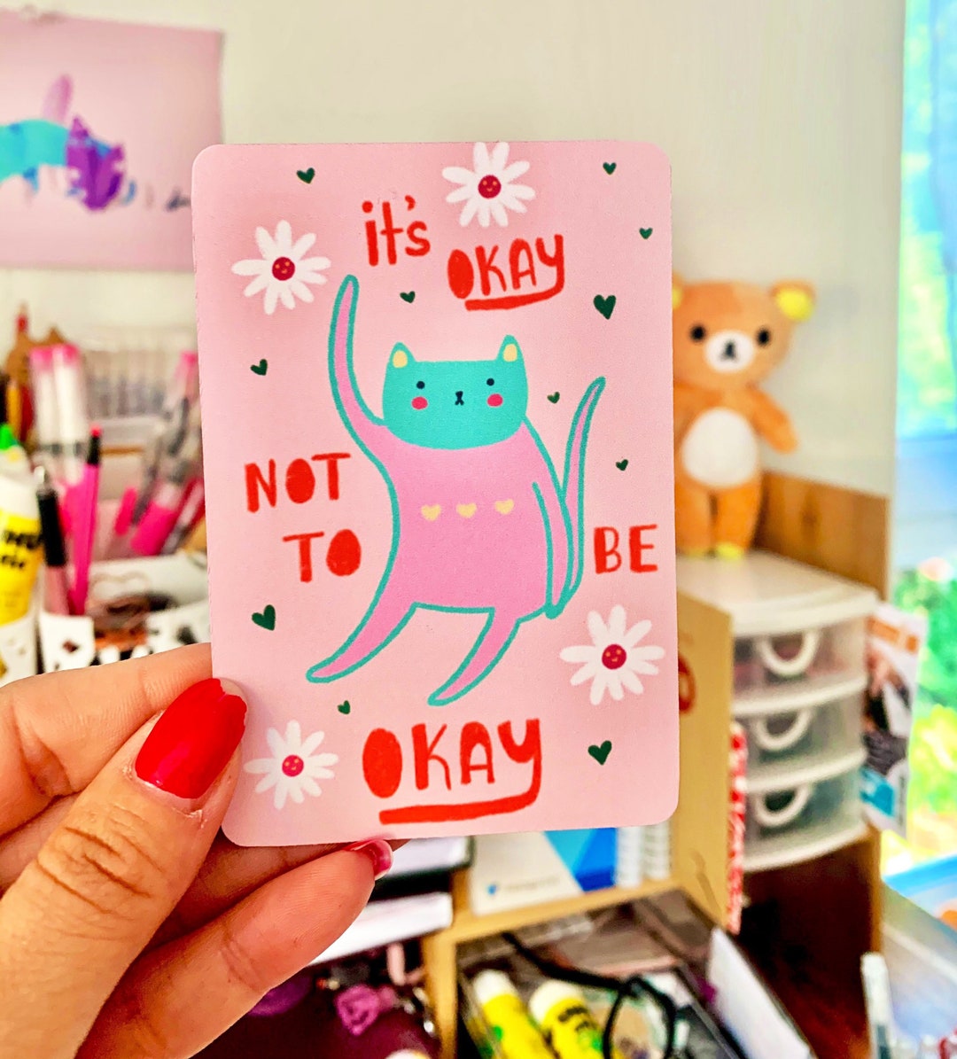 Journal Art Card/ Print Its Okay Not to Be Okay Cat Kitty - Etsy Australia