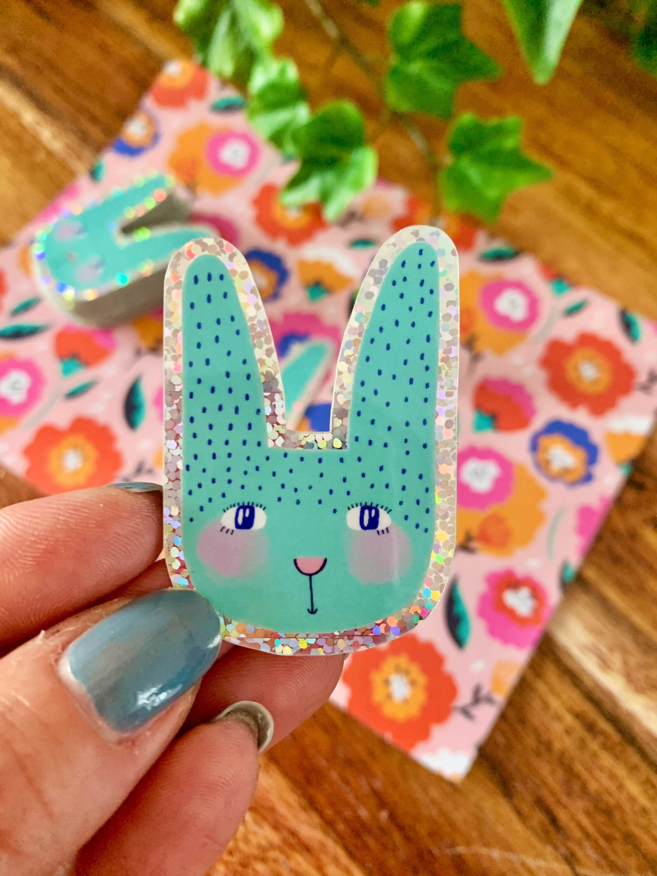 Glitter Rabbit Sticker cute Glossy Animal Sticker for | Etsy