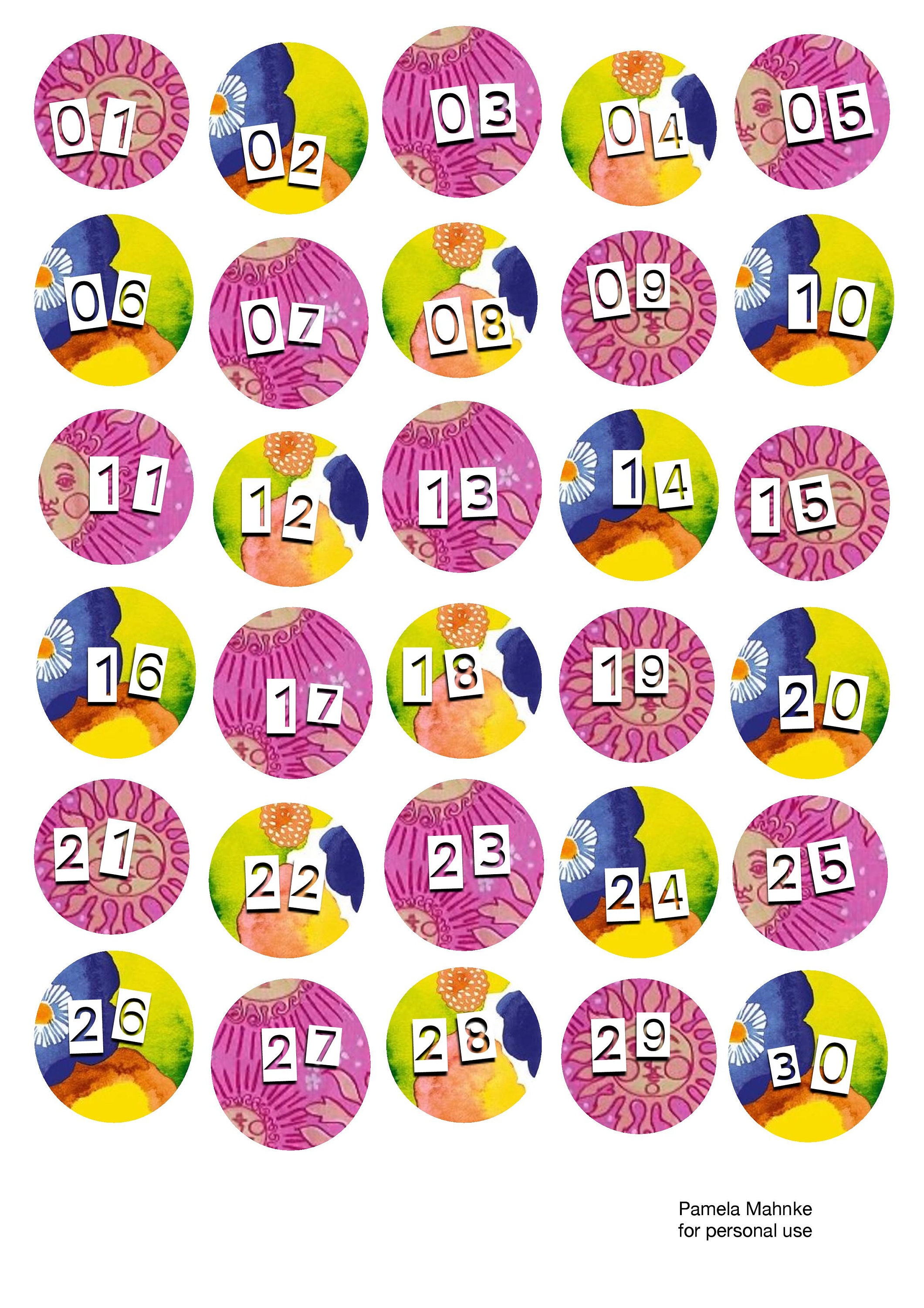 Date Numbers Sun Fun Numbers Collage Sheet Digital Download - Etsy