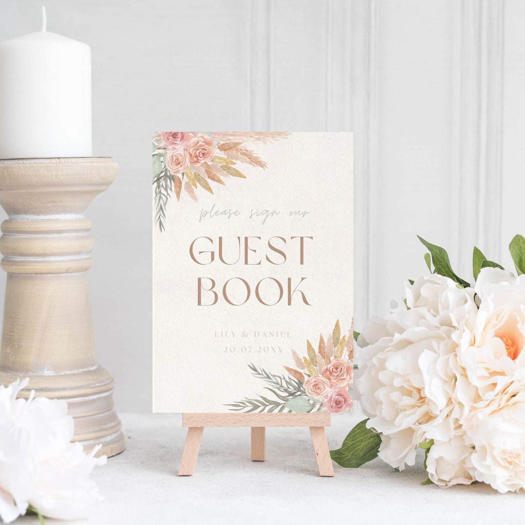Guest Book Sign, Gifts Table Sign, Wedding Printables, Boho Wedding ...