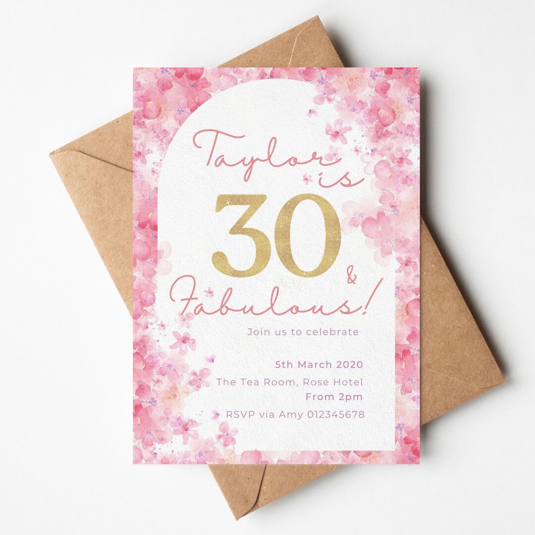 Personalised 30th Birthday Invitation - Milestone Birthday - Digital ...