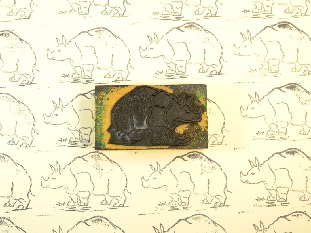 French Vintage Rhinoceros Rhino Rubber Ink Stamp 1950's Schoolroom ...