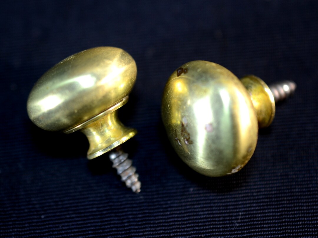 Pair of Vintage Brass French Miniature Handles, Small Cupboard Door ...