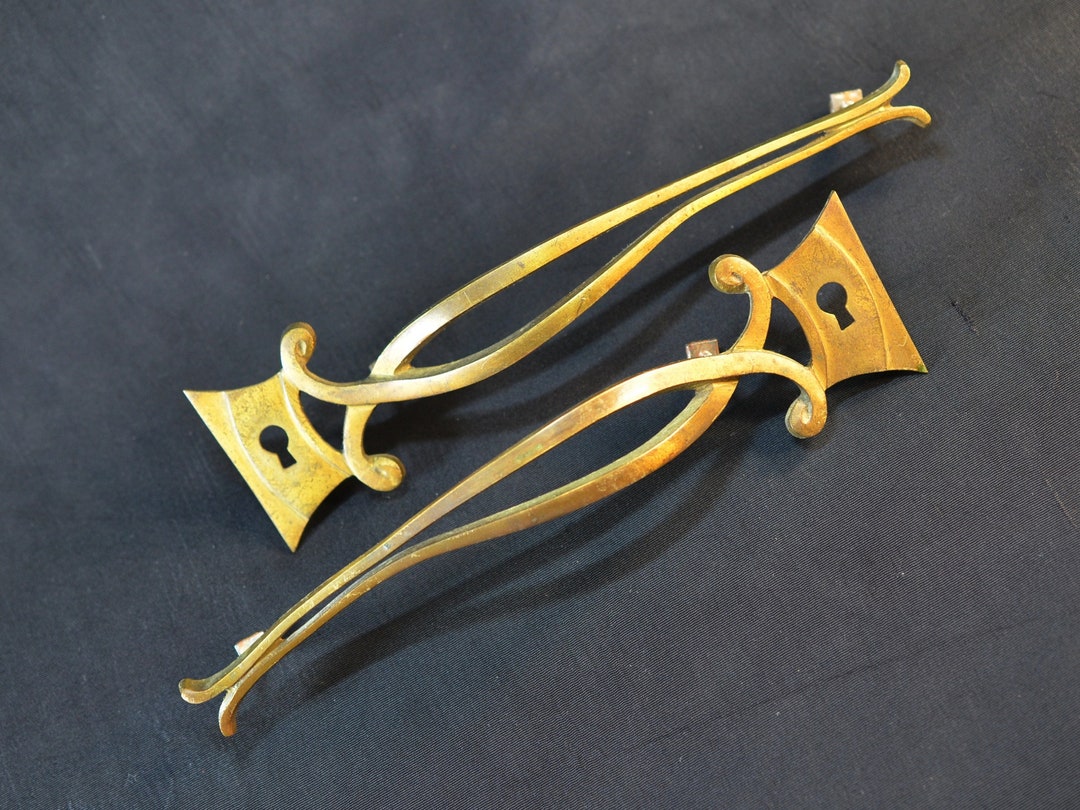 2 Art Deco 8 1/2" Vintage French Cupboard Handles, Antique Cast Bronze ...