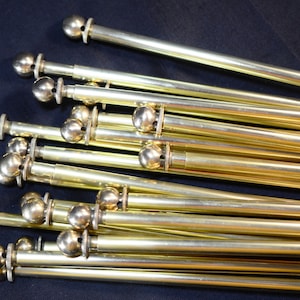 2 Vintage 16" to 24" Extendable French Paris Brass Cafe Rods + 4 Fixing ...