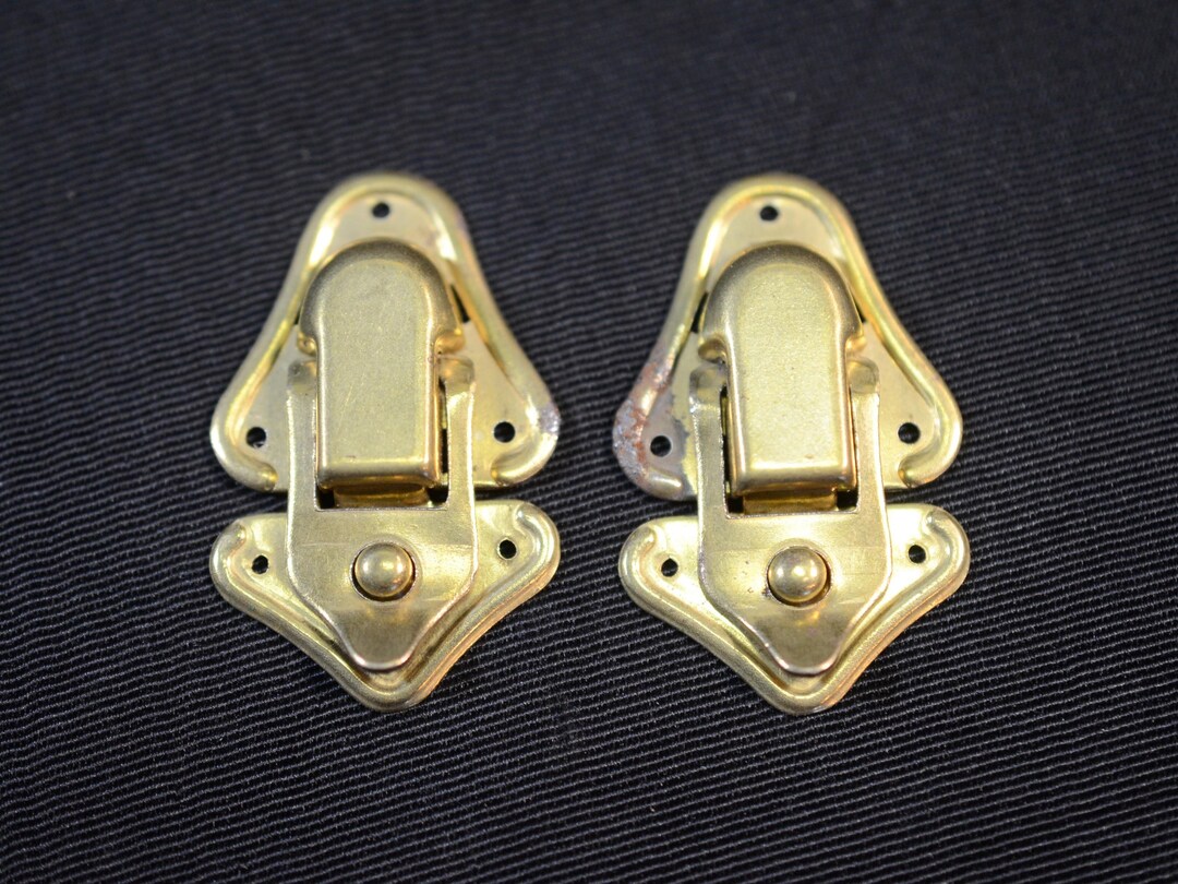 2 Vintage 4cm French Brass Plated Latch Catch Locks Fully Functional ...
