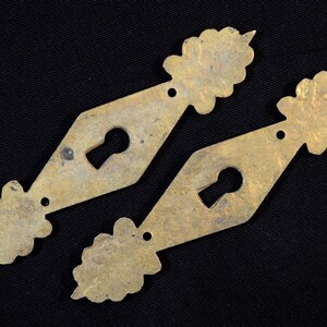Pair of Antique 4" Vertical French Escutcheons, Cast Bronze Keyhole ...