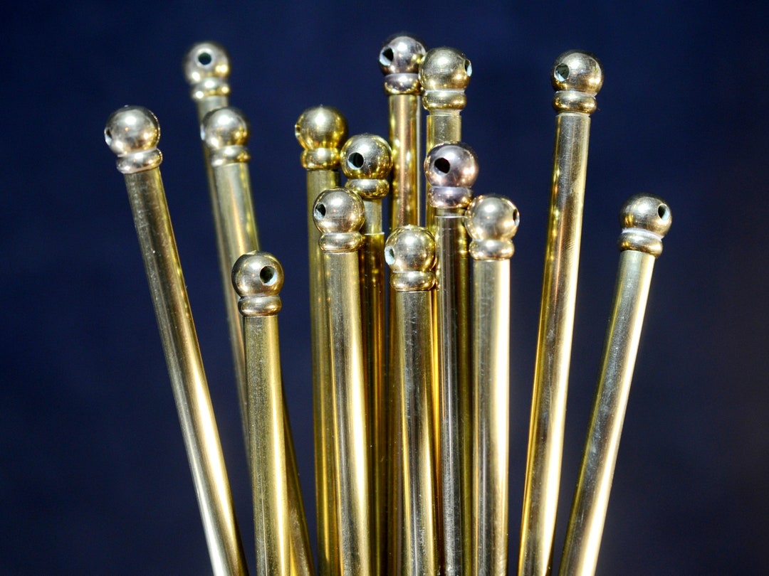 2 Vintage 12" to 20" Extendable French Paris Brass Cafe Rods + 4 Fixing ...