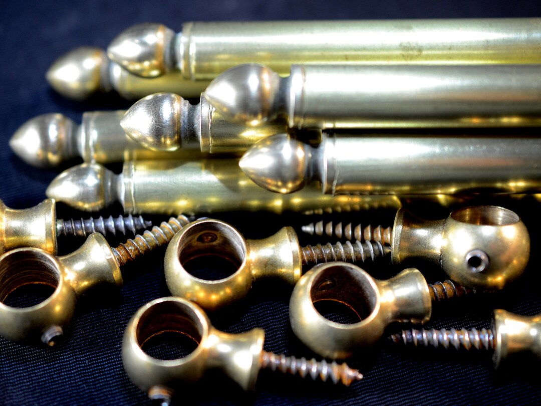 One Vintage French 23" Brass Cafe Rod, 58cm Picture Hanger, 2 Fixing ...